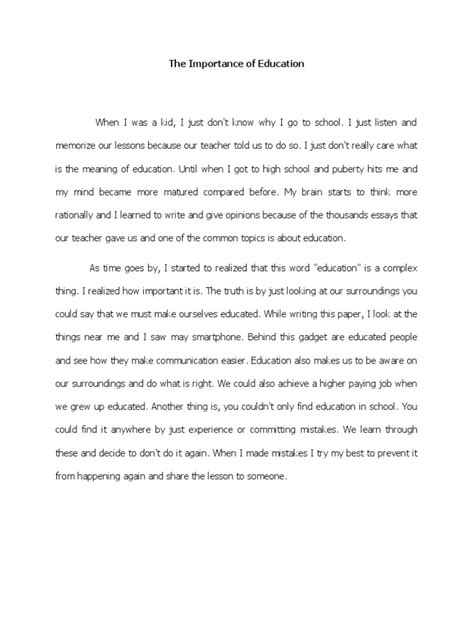 The Importance Of Education Reflection Paper Ucsp Pdf
