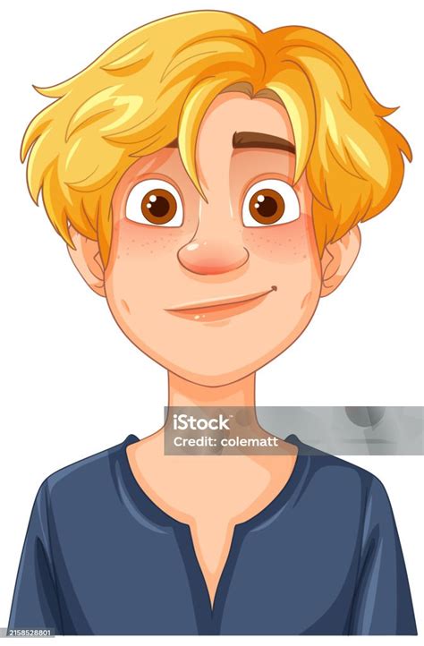 Happy Cartoon Character With Blonde Hair Stock Illustration Download