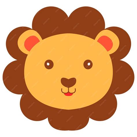귀여운 작은 사자 얼굴 그림 프리미엄 벡터