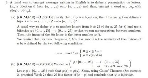 Solved 3 A Usual Way To Encrypt Messages Written In English