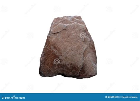 Roca De Piedra Arenisca Roja Aislada En Fondo Blanco Imagen De Archivo
