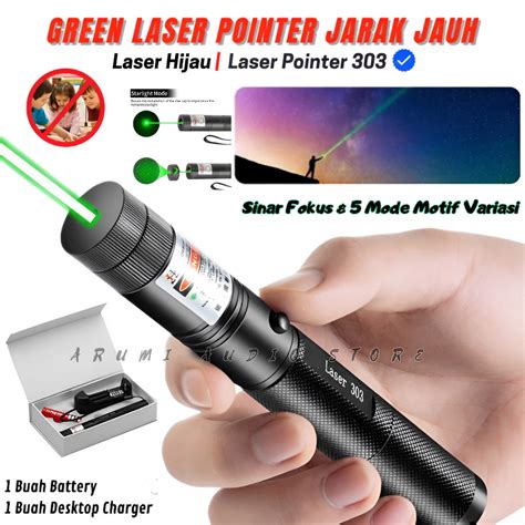 Jual Laser Hijau Rechargeable Premium Laser Pointer 303 Super Jarak