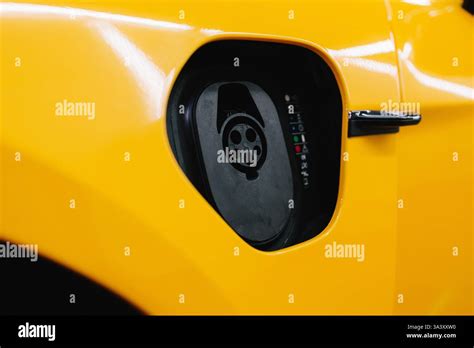 Ev Charging Port Of Electric Car Black Circular Inlet With Multi Pin