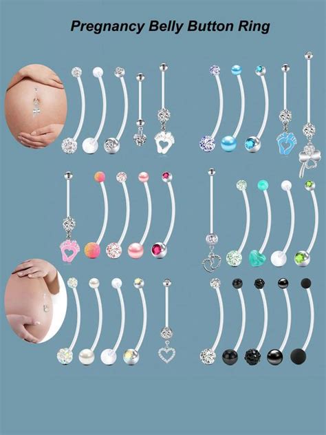 5pcs 14g Pregnancy Belly Button Ring Mix Style Flexible Clear Plastic