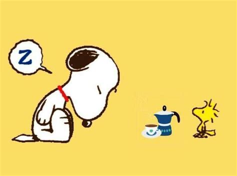 Snoopy Yawning Snoopy Drinking Coffee  Cartoon Character Snoopy
