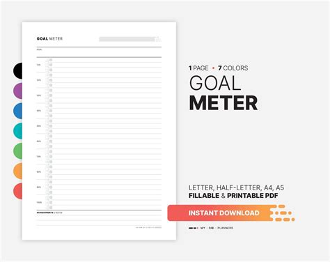 Goal Meter Sheet Goals Crusher Action Plan Tracker Planner Journal