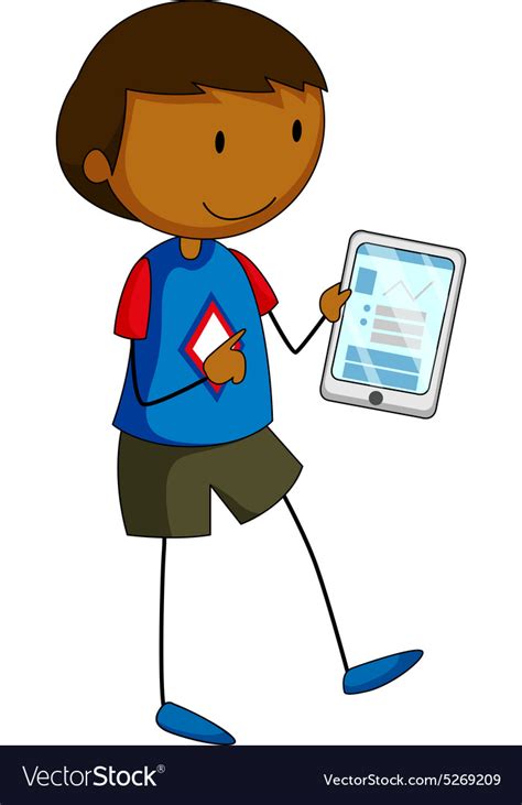 Boy And Tablet Royalty Free Vector Image Vectorstock