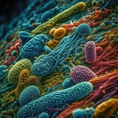 Premium Ai Image Vivid Colors Of Microscopic Bacteria Viewed Through