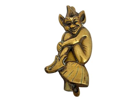 Vintage Pixie Door Knocker Antique Brass Pixie Door Knocker Lucky Elf