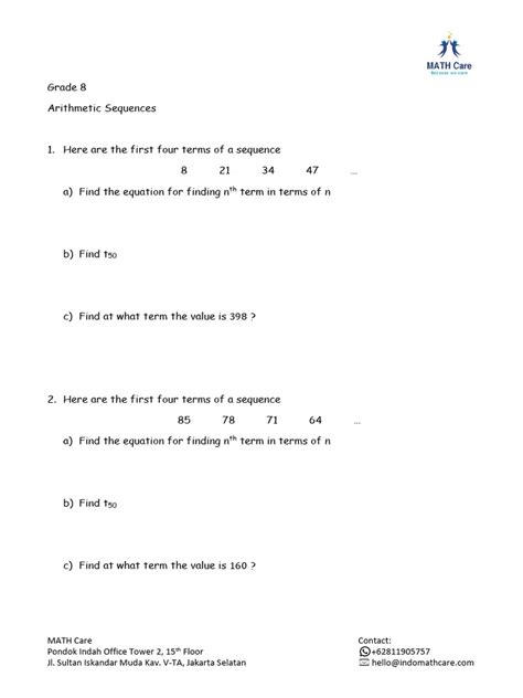 Grade 8 Arithmetic Sequences Guide Pdf Chess Openings Chess