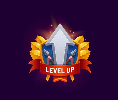 game app level up award badge or icon asset stock illustration