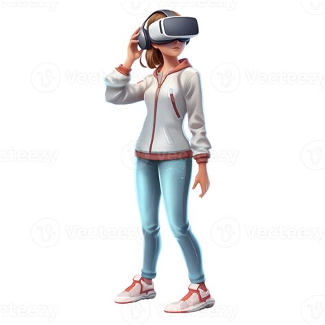 Girl With Virtual Glasses In 3d Cartoon Style Illustration 51966169 Png