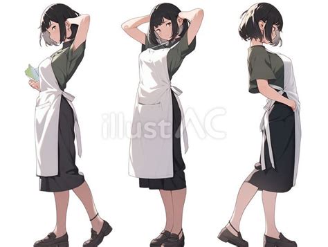 白いエプロンをした主婦アニメ絵イラスト No 23848914｜無料イラスト・フリー素材なら「イラストac」