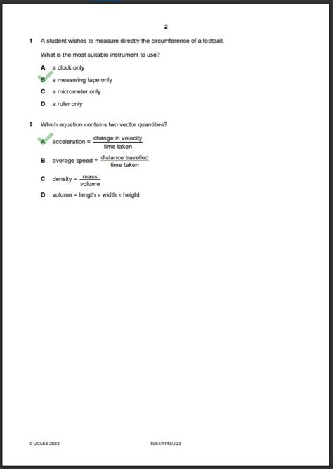 Physics 505411 Mcqs Solved Paper May 2023 O Level