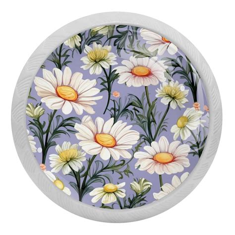 Floral Pattern 4pcs Cabinet Knobs Pulls Fluorescent Drawer Handle