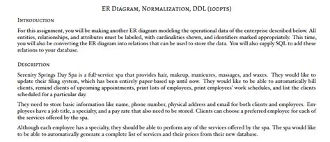 Solved Er Diagram Normalization Ddl 100pts Introduction