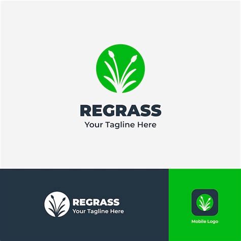 Flat Grass Logo Template Premium Vector
