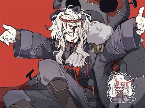 Gmno 6 Limbus Company Project Moon Highres 1girl Arms Up Ascot Black Coat Black Vest