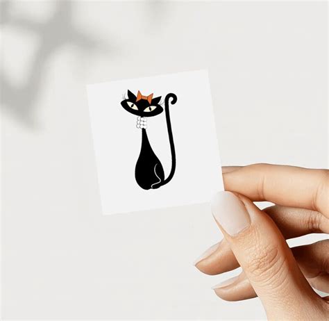 Atomic Cat Temporary Tattoo Mcm Tattoo Mid Century Modern Tattoo