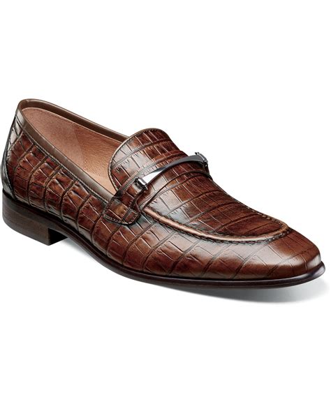 Stacy Adams Ferdinand Mens Leather Almond Toe Loafers In Cognac Modesens