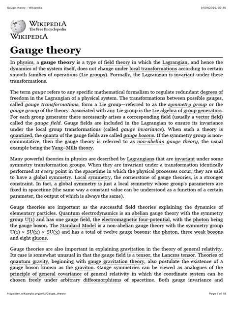 Gauge Theory Pdf Gauge Theory Field Physics