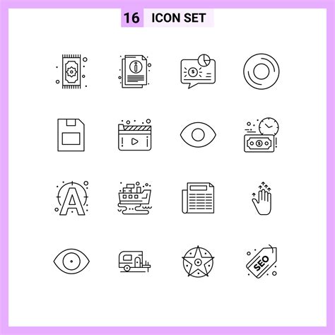 Stock Vector Icon Pack Of 16 Line Signs And Symbols For Gadget Devices Document Computers