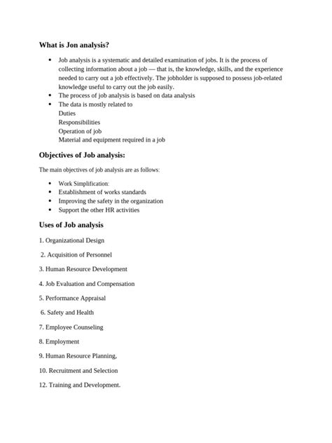 What Is Jon Analysis Pdf Human Resource Management Performance Appraisal