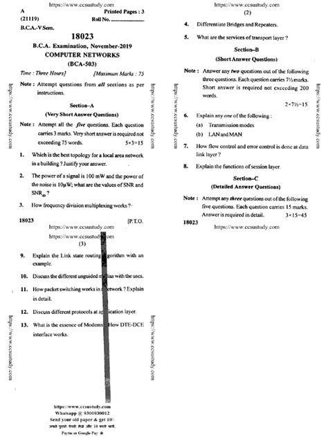 Bca 5 Sem Computer Networks 18023 Nov 2019 Pdf