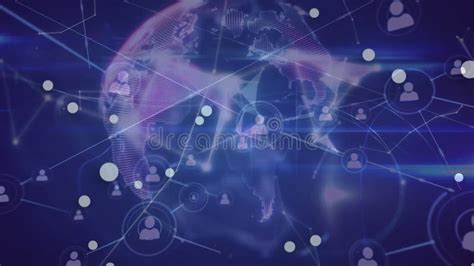 Animation Of Network Of Profile Icons And Globe Of Plexus Networks