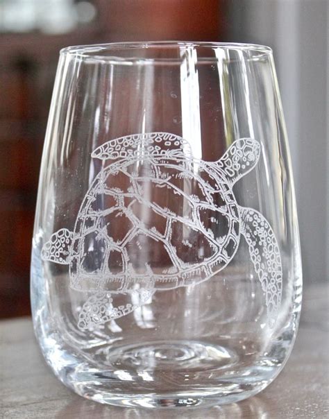 Sea Turtle Engraved Glasses Glass Etching Patterns Glass Crafts