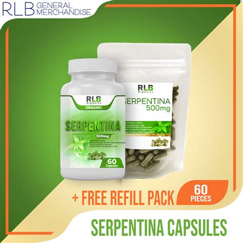 Organic Pure Natural Serpentina Capsules 60 Capsules Free