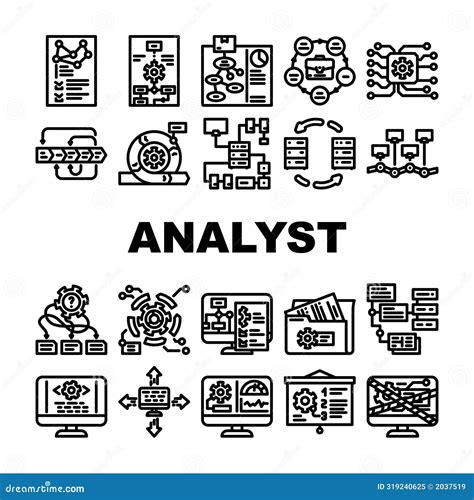 System Analyst Data Business Icons Set Vector Stock Vector