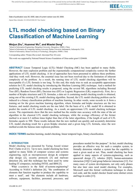 Pdf Ltl Model Checking Based On Binary Classification Of Machine Learning