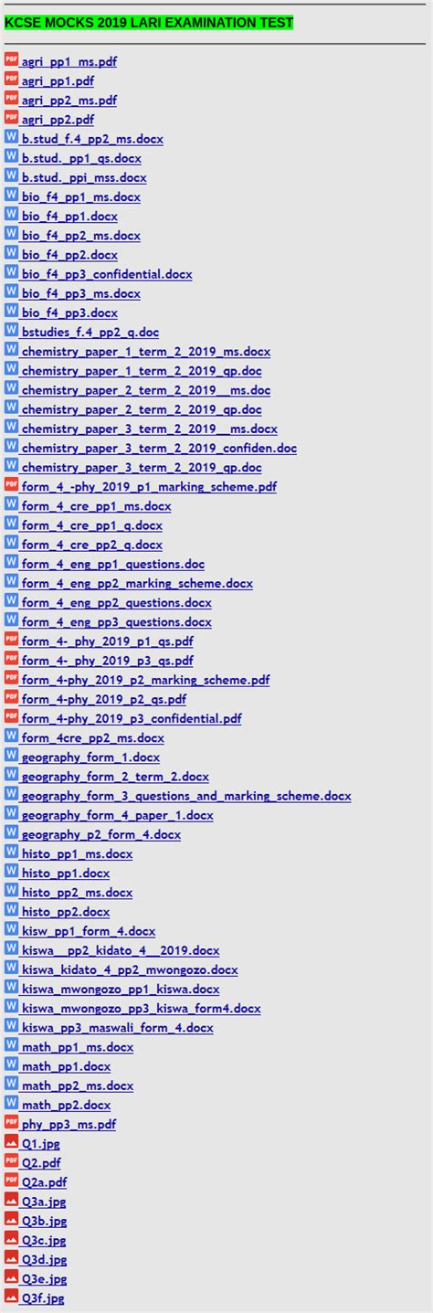 KCSE REVISION QUESTIONS KCSE REVISION