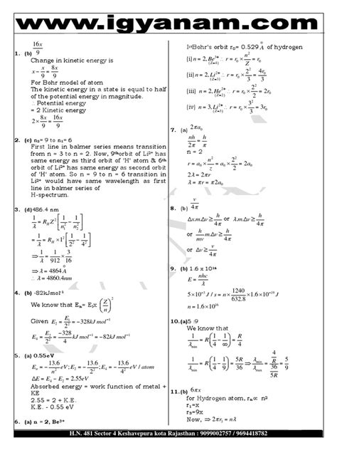 Test 1 Atomic Structure Answer Pdf Atomic Orbital Chemistry