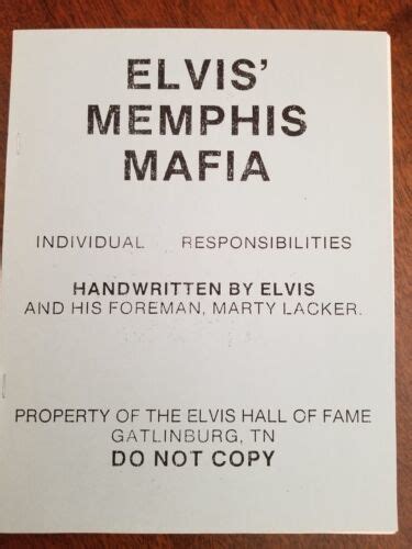 Elvis Memphis Mafia Handwritten By Elvis And His Foreman Marty Lacker 4640166947