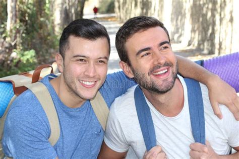 Two Guys Enjoying A Vacation Together Stock Image Image Of Love