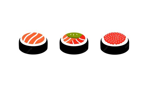 Premium Vector Sushi Roll Illustration Flat Design Vector Stock