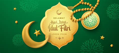 3d Gold Modern Islamic Holiday Banner Suitable For Ramadan Eid Fitri Eid Adha And Maulid