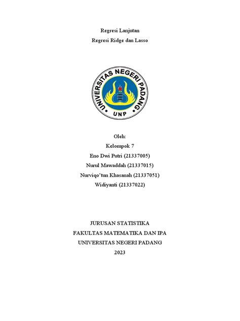 Regresi Ridge Dan Lasso Klp 7 Pdf Metode And Bahan Ajar Komputer