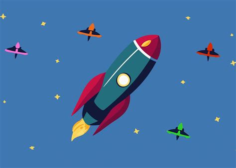 Rocketship Cartoon Cute Si Poster By Gianfranco Grenar Displate