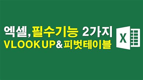 엑셀 대표기능 Vlookup과 피벗테이블 사용법 네이버 Tv