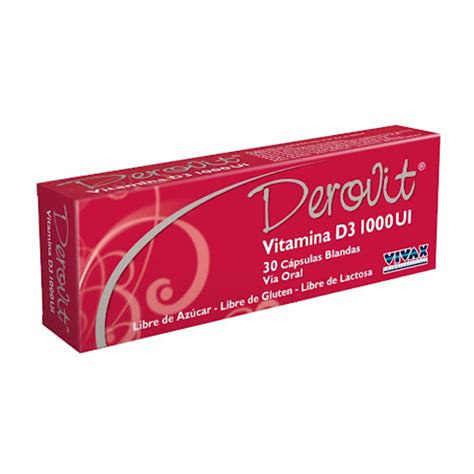 Derovit Vitamina D3 1000ui X 30 Cápsulas Vivax Farmadon La Farmacia