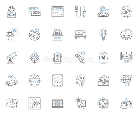 digital automation line icons collection efficiency innovation