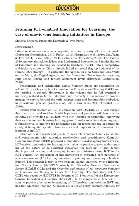 Pdf Framing Ict Enabled Innovation For Learning The Case Of One To