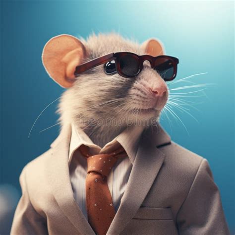 Stylish Rat In Sunglasses And Suit Photorealistic Fantasy Art Stock