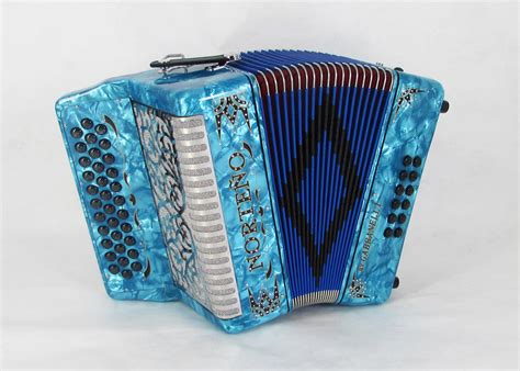 Acordeon Marca Norteño Sin Registros Compacto Celeste Euro Negro