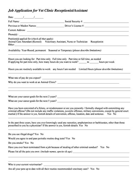 Employment Application Form Free Printable