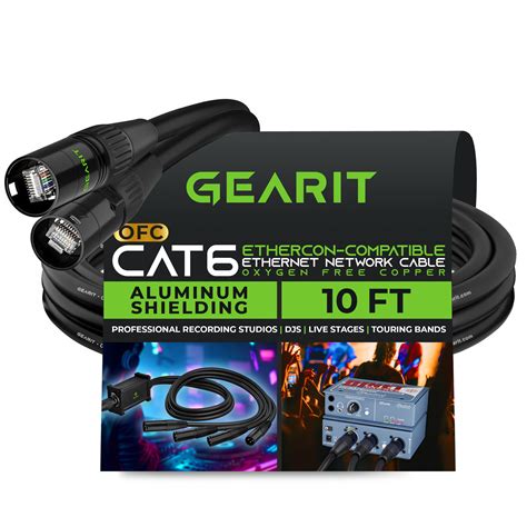 Gearit Cat6 Ethernet Cable Ethercon Compatible 10 Feet Rj45
