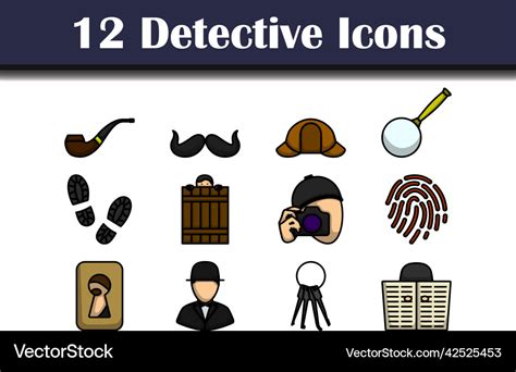 Detective Icon Set Royalty Free Vector Image Vectorstock